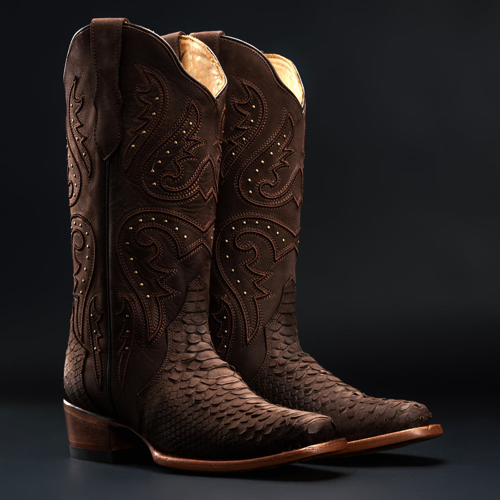 Women's Brown Mamba Python Tribute Square Toe – Rodeo Cartie